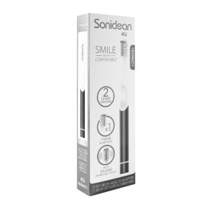 Soniclean 4U Sonic Electric Toothbrush for Adults, Black, Battery Powered, Dual Cleaning Modes, Refillable Brush Heads, Multi-Use Travel Cover