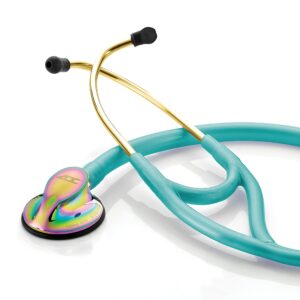 adc adscope model 600 platinum series cardiology stethoscope with tunable afd technology, iridescent metallic caribbean