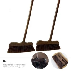 Cabilock Thick Broom Restaurant Cleaning Broom Trash Clean Broom Room Cleaning Broom Pretend Play Broom Portable Cleaning Brush Soft Bristle Broom Manual Wooden Easy to Carry Office Natural