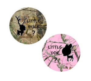 30 pcs gender reveal, baby shower little buck? doe? camo​ stickers envelope seals labels round tags, stamps sticker for gift cards, envelopes, boxes for holiday, birthday, christmas