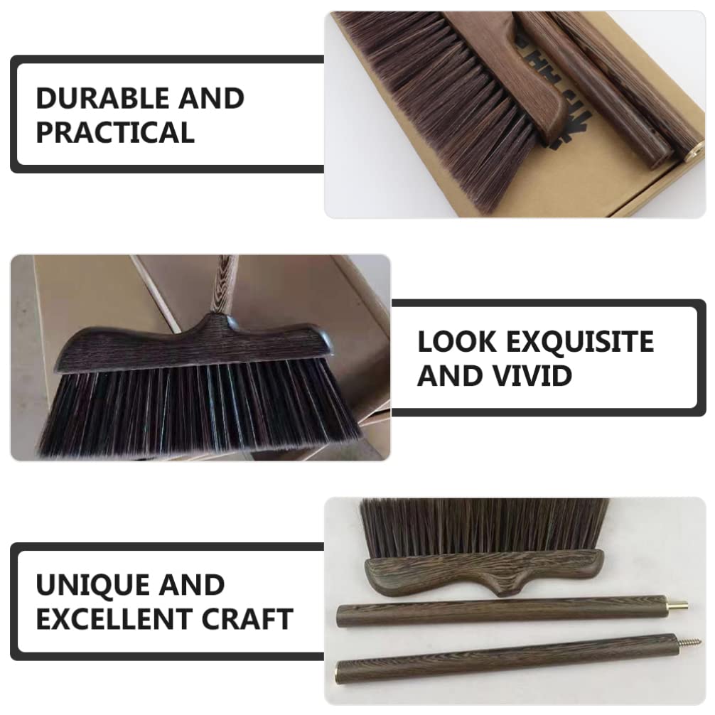 Cabilock Thick Broom Restaurant Cleaning Broom Trash Clean Broom Room Cleaning Broom Pretend Play Broom Portable Cleaning Brush Soft Bristle Broom Manual Wooden Easy to Carry Office Natural