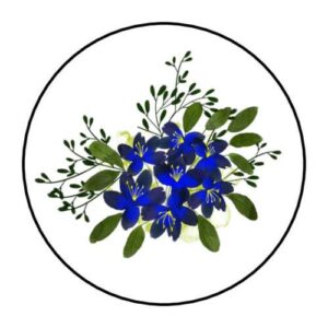 30 pcs blue flowers​​​ stickers envelope seals labels round tags, stamps sticker for gift cards, envelopes, boxes for holiday, birthday, christmas