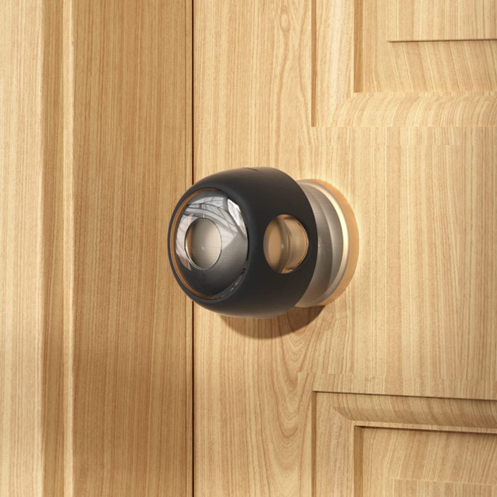 EUDEMON 4 Pack Updated Door Knob Cover Baby Safety Door Lock Childproof Safety Cover Door Handle Cover for Kids Safety (Clear-Black)