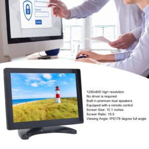 VINGVO Touch Screen Monitor, 100-240V Computers Monitor 10.1in Wide Application Dual Speakers for Games (US Plug)