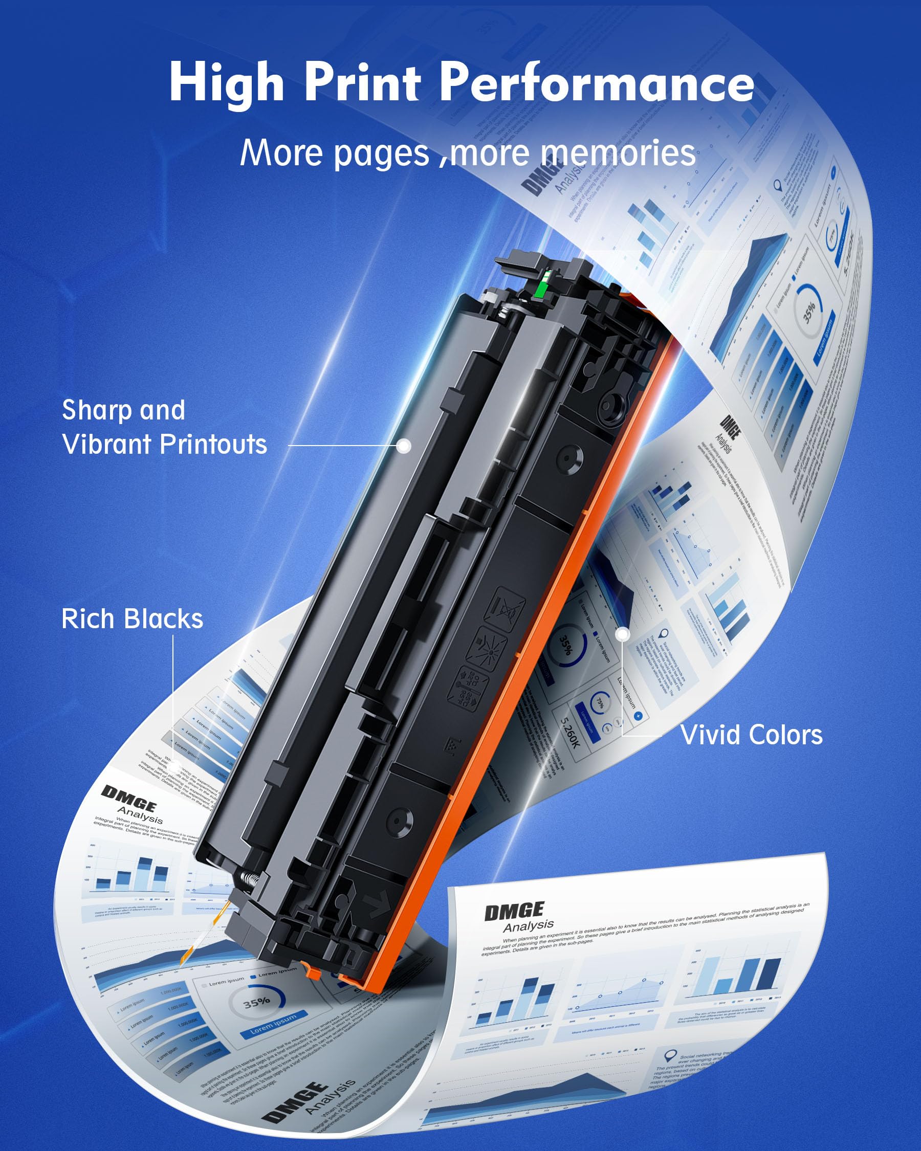 202X Toner Cartridges - High Yield 4 Pack Compatible Replacement for HP 202X Toner Cartridges, MFP M281fdw Toner Cartridges for HP Color Laserjet Pro MFP M281fdw M281cdw M281fdn M254dw M254dn | CF500X