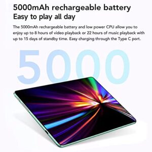 BUUA Gaming Tablet 5000mAh Rechargeable 100-240V 10.1 Inch Tablet Octa Core 1600x2560 for Travel (US Plug)