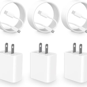 esbeecables for i.Phone Charger Fast Charging, 3Pack 20W Type C Fast Charger Block with 6FT USB C Charger Cable Compatible for i.Phone 14/13/12/11 Pro Max/11/Xs Max/XR/X,i.Pad,AirPods Pro