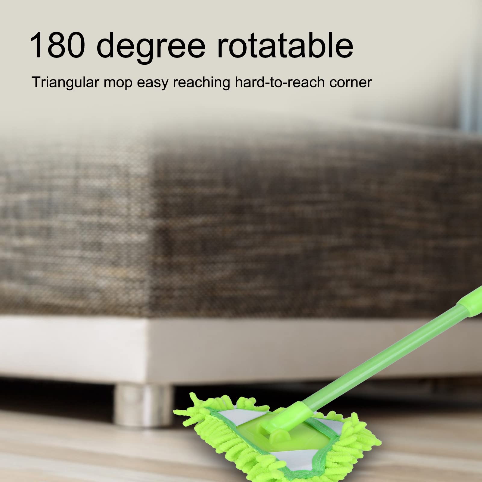 OKJHFD Professional Microfiber Mop,Extendable Mop 180 Degree Rotatable Triangular Cleaning Mop, Lightweight Design for Home Wall Ceiling Floor Cleaning(Green)