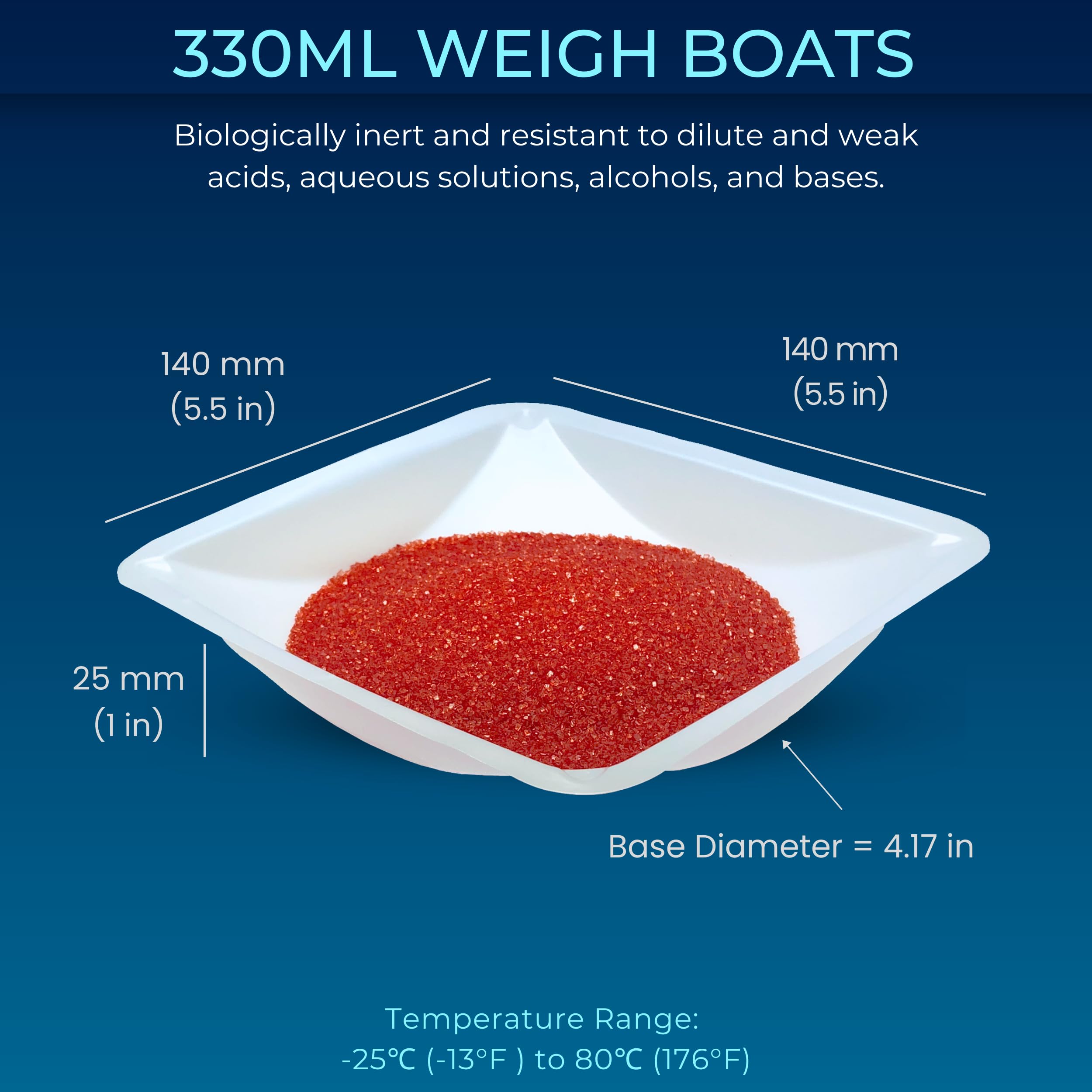 Pure Ponta Weigh Boats - 125pk Medium & 125pk Large Square Plastic Disposable Trays for Scale - 100ml & 330ml Lab Dishes