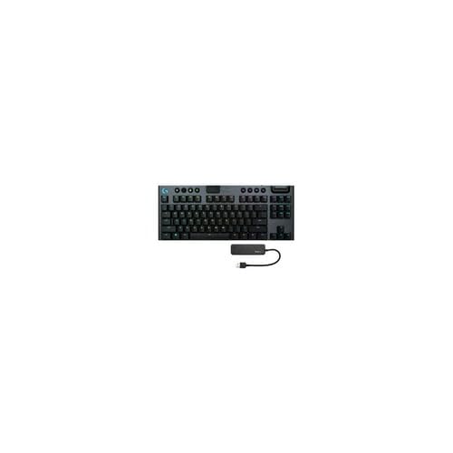 Logitech G915 TKL Tenkeyless Lightspeed Wireless RGB Mechanical Gaming Keyboard (Carbon, Tactile) Bundle with 4-Port USB 3.0 Hub (2 Items)