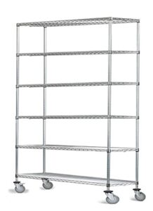 omega 12" deep x 60" wide x 80" high 6 tier gray wire shelf truck with 1200 lb capacity