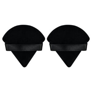 flytianmy 2pcs triangle powder puffs, face makeup puff for body loose powder beauty makeup tool black