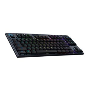 Logitech G915 TKL Tenkeyless Lightspeed Wireless RGB Mechanical Gaming Keyboard (Carbon, Tactile) Bundle with 4-Port USB 3.0 Hub (2 Items)