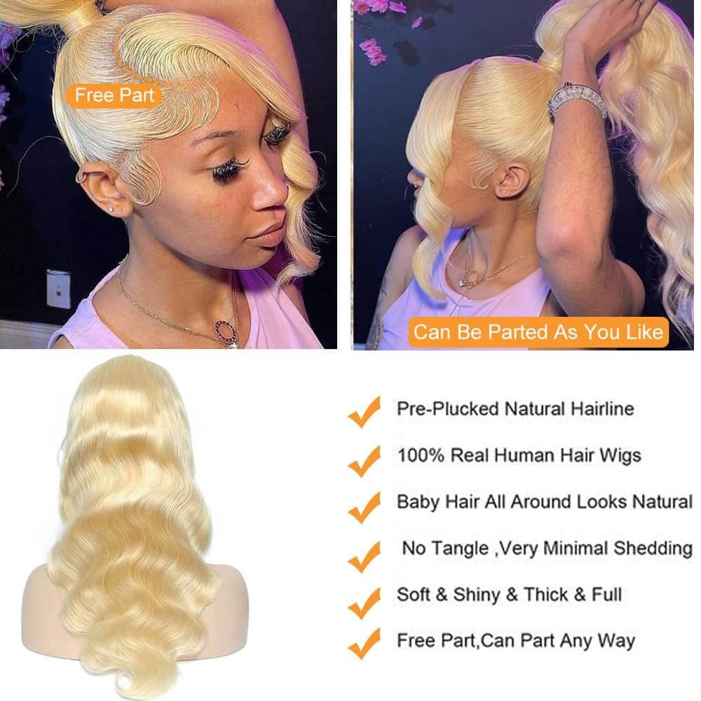 ShengCai 613 13x6 Lace Front Wig Human Hair Body Wave Blonde Wig Human Hair 613 HD Lace Frontal Wig 13x6 180 Density 613 Lace Front Wig Human Hair Pre Plucked 22 Inch