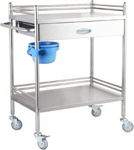 laboratory trolley, thick stainless steel multi-layer tool storage rack cart with drawers and universal wheels, catering service cart, suitable for clinic dentistry, hotel restaurant ( size : 2-layer