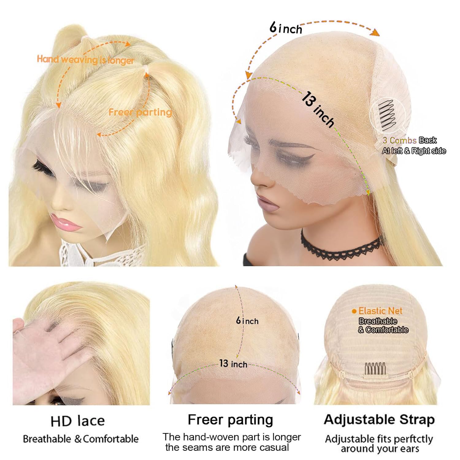 ShengCai 613 13x6 Lace Front Wig Human Hair Body Wave Blonde Wig Human Hair 613 HD Lace Frontal Wig 13x6 180 Density 613 Lace Front Wig Human Hair Pre Plucked 22 Inch