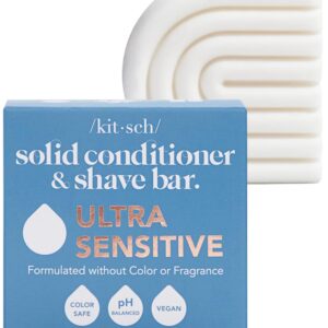 Kitsch 2-in-1 Conditioner & Shave Bar for Sensitive Scalp & Skin, Made in US, Ultra Sensitive Conditioner for Moisturizing & Anti-Irritation of Scalp, 5 Ingredients Only, Scent Free, 2.7oz