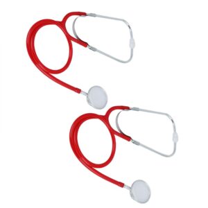 Monitoring Stethoscope, 2 Set Dual Head Stethoscope for Doctor Nurse Veterinarian Student Health Care Device(Red)