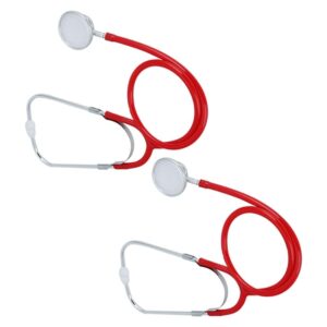 monitoring stethoscope, 2 set dual head stethoscope for doctor nurse veterinarian student health care device(red)