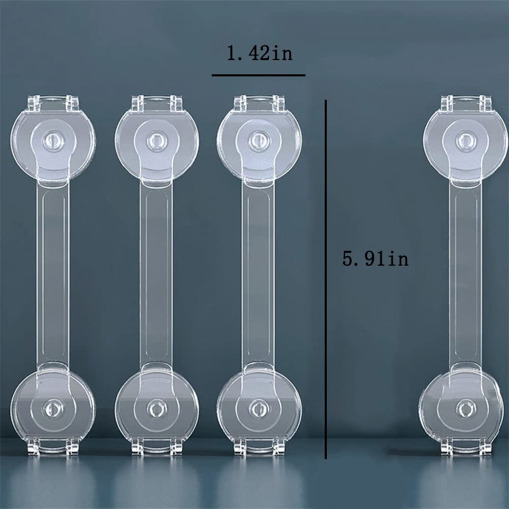 5Pcs Child Safety Locks Baby Safety Lock Transparent Child Safety Cupboard Door Lock for Fridge Cabinets Drawers Toilet Easy Install No Tools Needed