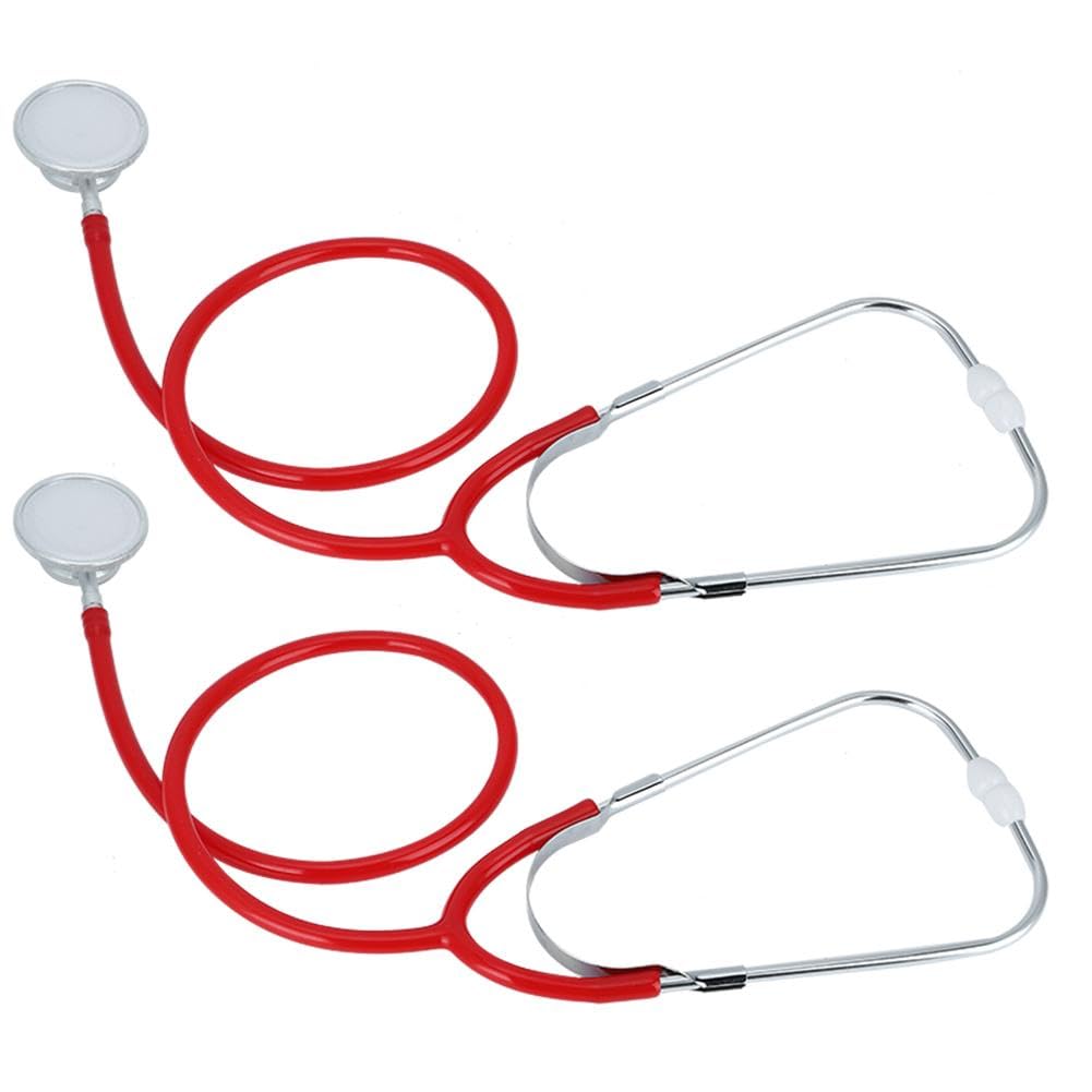 Monitoring Stethoscope, 2 Set Dual Head Stethoscope for Doctor Nurse Veterinarian Student Health Care Device(Red)