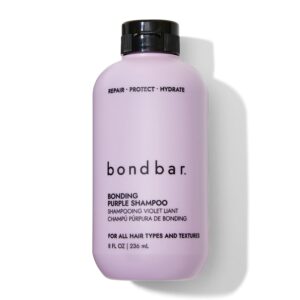 bondbar purple brightening shampoo for blonde, lightened & gray hair, neutralizes brassiness, repairs, protects, hydrates, vegan, cruelty-free, 8 fl. oz