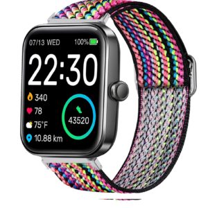 lamshaw stretch elastics nylon adjustable replacement strap accessories compatible for skg v7 smart watch/tozo s2 44mm watch/boean id207 watch/ggzz id207 1.69"/dirrelo smart watches id207/fitpolo