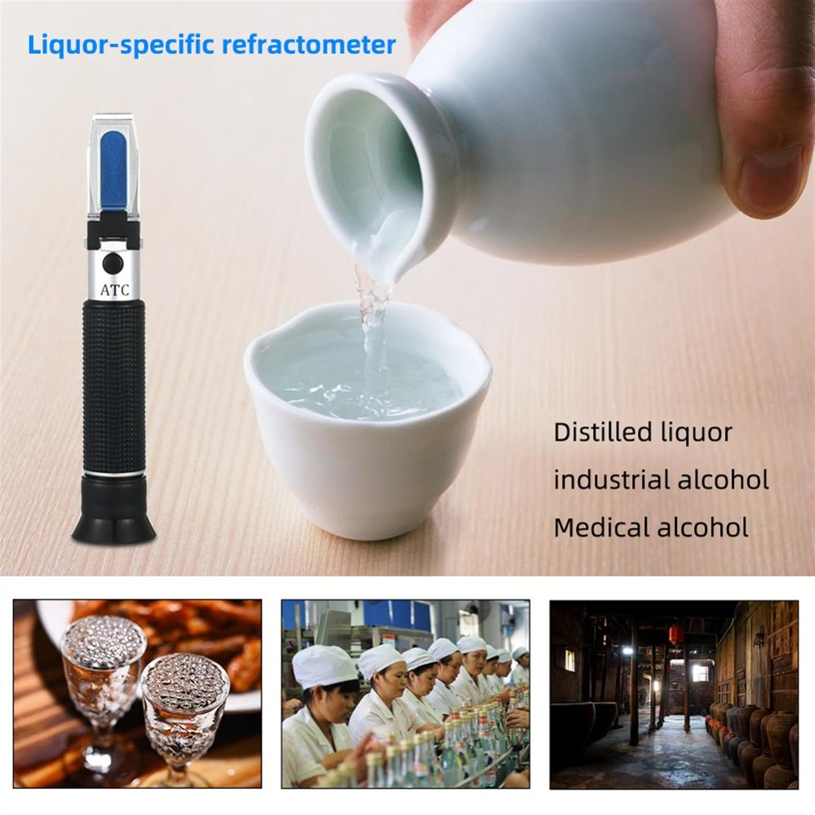 Digital Tester Portable Refractometer Design for Liquor Alcohol Content Tester 0-80% V/V ATC Refractometer