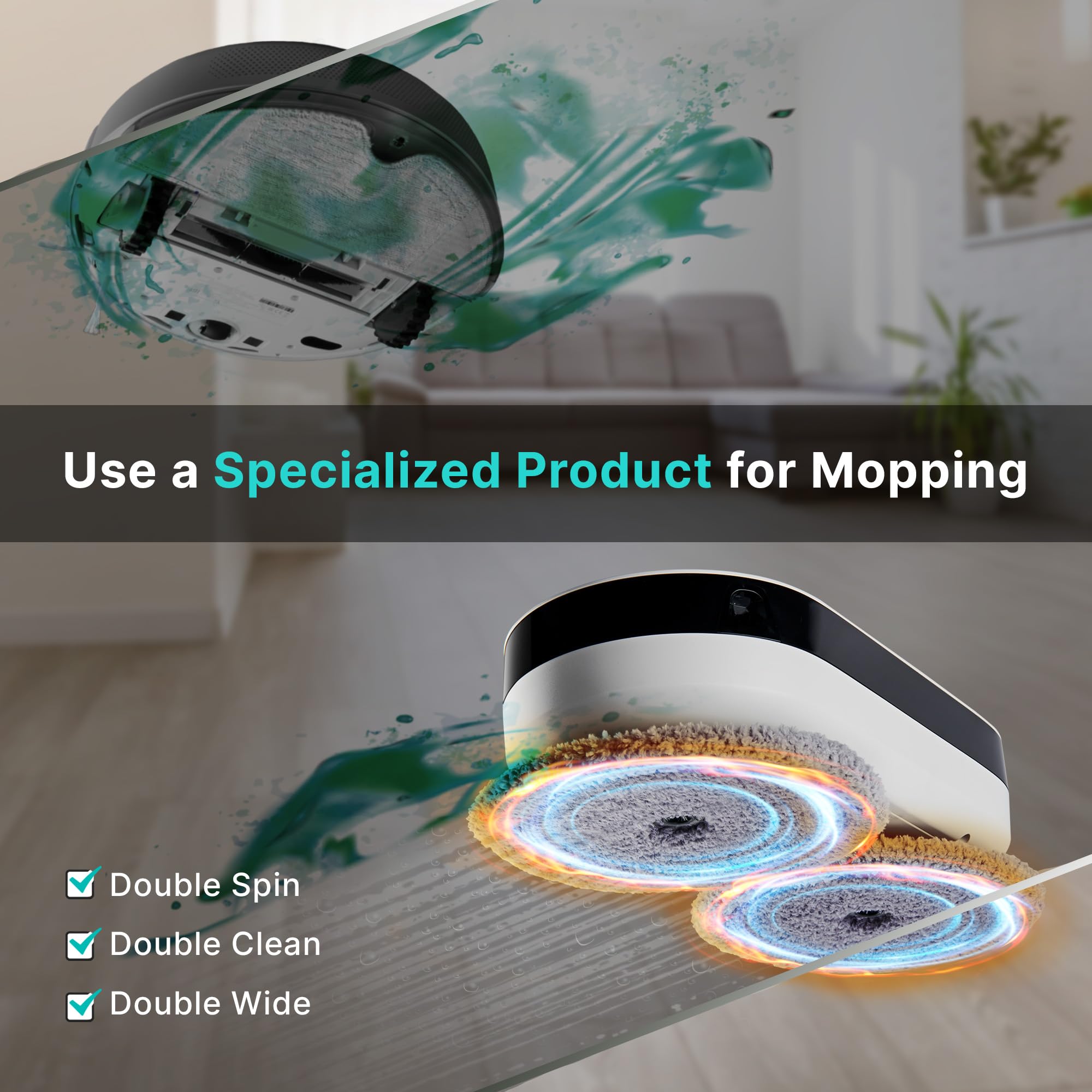 EVERYBOT New Edge2 Robot Mop - Upgraded in 2024 | World’s First Spin MOP Cleaning | Wheel-Less Solution | Powerful Floor MOP Cleaner | Fast Moving Speed & Low Noise Design & Simple Operation