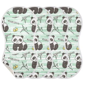 yyzzh panda butterfly green stripe muslin burp cloths for baby 4 pack 100% cotton baby washcloths bibs for boy girl