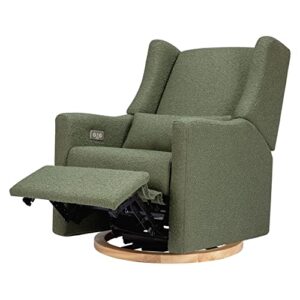 Babyletto Kiwi Glider Recliner w/Electronic Control and USB | in Olive Boucle w/Light Wood Base, Greenguard Gold Certified