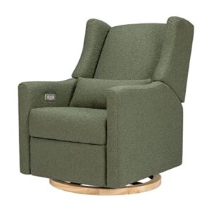 babyletto kiwi glider recliner w/electronic control and usb | in olive boucle w/light wood base, greenguard gold certified