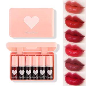 sulily 6 colors lip tint stain set,plumping mini velvet lip tint,hydrating moisturizing lip cheeks and eyes,waterproof&long lasting,natural glossy korean lip tint stain non-sticky