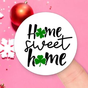 50 pcs home sweet home with green lucky shamrock stickers 1.5in patrick day gift stickers round tag envelope seals for laptop bottle bags st.patrick's day gifts for girls kids men women