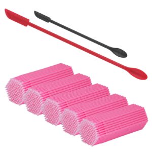 mini spatula and micro swabs, cuttte 2pcs makeup spatula small spatula for cosmetics and 500 pcs disposable micro swabs for eyelash extension