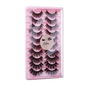 Selina Lashes Faux Mink Fluffy Wispy False Eyelashes 25mm 3D Dramatic Faux Mink Eyelashes D Curl Long Fake Lashes