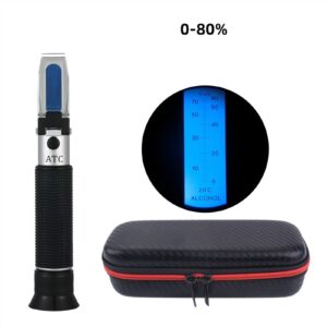 Digital Tester Portable Alcohol Refractometer Design for Liquor Alcohol Content Tester 0-80% V/V ATC Refractometer