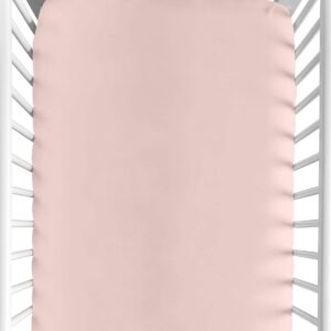 Sweet Jojo Designs Solid Blush Pink Girl Baby Fitted Crib Sheet for Infant Newborn Nursery Toddler Bed Room Standard Mattress For the Bohemian Light Dusty Rose Boho Shabby Chic Floral Peony Collection