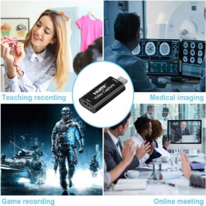 4K HDMI Video Capture Card, Cam Link Card Game Audio Capture Card Upgraded Capture Adapter HDMI to USB 2.0 Record Capture Device for Streaming, Live Broadcasting, Gaming, Teaching, Video Conference