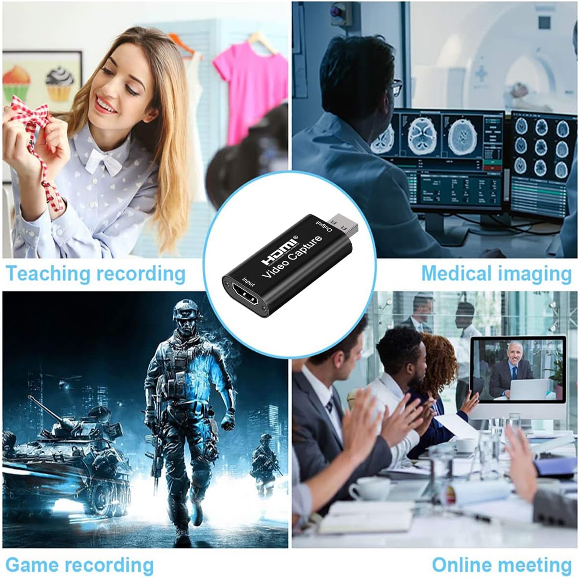 4K HDMI Video Capture Card, Cam Link Card Game Audio Capture Card Upgraded Capture Adapter HDMI to USB 2.0 Record Capture Device for Streaming, Live Broadcasting, Gaming, Teaching, Video Conference