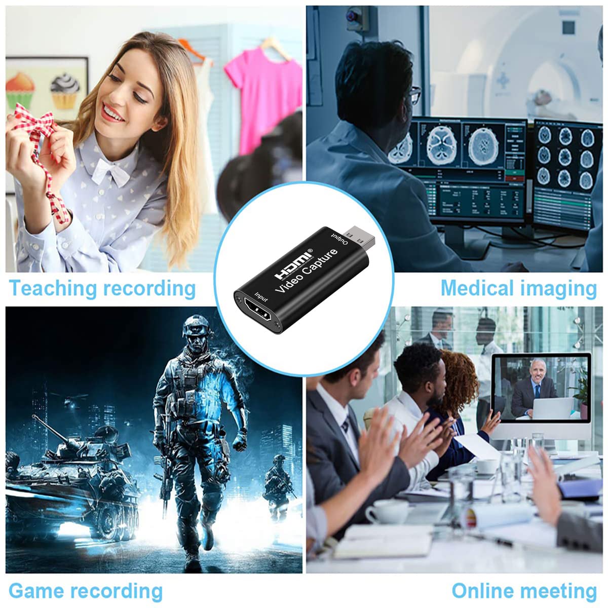 4K HDMI Video Capture Card, Cam Link Card Game Audio Capture Card Upgraded Capture Adapter HDMI to USB 2.0 Record Capture Device for Streaming, Live Broadcasting, Gaming, Teaching, Video Conference