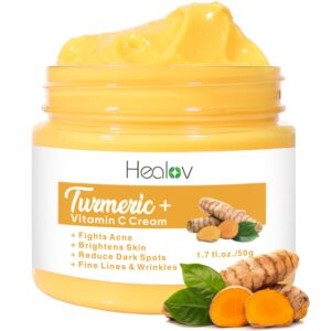 turmeric face cream for face & body - all natural turmeric skin brightening lotion - turmeric cleanses skin, fights acne, evens tone, fades scars, sun damage, & age spots - pure turmeric cream healing