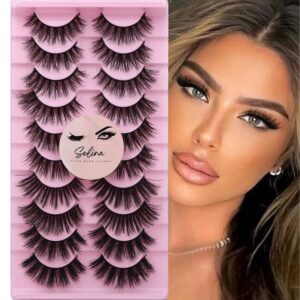 selina lashes faux mink fluffy wispy false eyelashes 25mm 3d dramatic faux mink eyelashes d curl long fake lashes