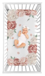 sweet jojo designs blush pink boho shabby chic floral girl fitted crib sheet baby toddler bed nursery photo op ivory bohemian vintage garden watercolor flower nature elegant pastel light dusty rose