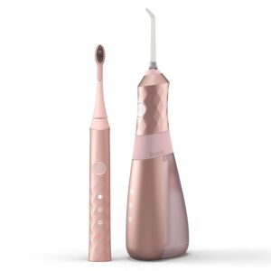 burst electric toothbrush with water flosser bundle, rose gold