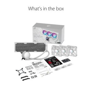 ASUS ROG RYUO III 360 ARGB White Edition All-in-one AIO Liquid CPU Cooler 360mm Radiator, Asetek 8th gen Pump Solution, Anime Matrix™ LED Display and ROG AF 12S ARGB Fan.