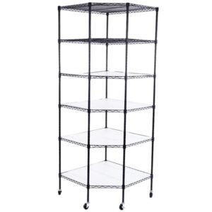 drsapfa garage shelving, shelving unit, storage shelf, changeable assembly floor standing carbon steel storage rack, heavy duty steel 6-tier corner restaurant shelf commercial food storage (black)