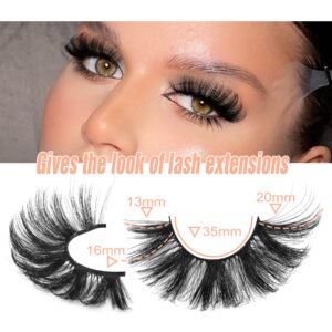 False Eyelashes Fluffy Cat Eye Lashes Wispy Curly 20 mm Long Faux Mink Lashes Strip 3D Dramatic Fake Lash Pack Look Like Extensions 7 Pairs