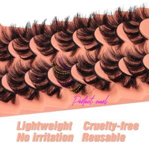 False Eyelashes Fluffy Cat Eye Lashes Wispy Curly 20 mm Long Faux Mink Lashes Strip 3D Dramatic Fake Lash Pack Look Like Extensions 7 Pairs