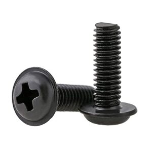 50/100Pcs Black Cross Phillips Pan Head with Washer Screw M2 M2.5 M3 M4 M5 for PC Case Motherboard Mount DIY Computer Screws (Color : 100pcs, Size : M3x6mm)